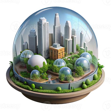 Wonderful Contemporary Biodome City Enclosed Ecosystem Lush Vegetation Futuristic