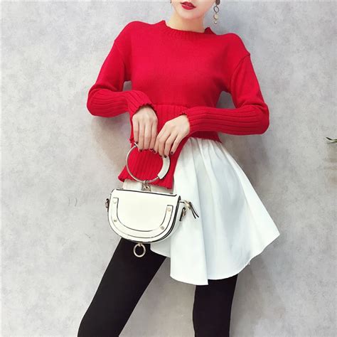 Amolapha женское вязаное платье в стиле пэчворк с круглым вырезом и длинным рукавом 2 штуки