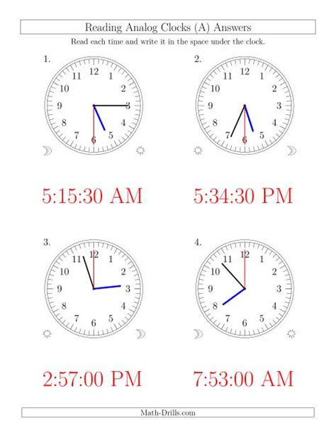 Reading Time On 12 Hour Analog Clocks In 30 Second Intervals Large Clocks Old