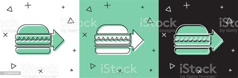 흰색과 녹색 검은 색 배경에 격리 된 온라인 주문 및 햄버거 배달 아이콘을 설정합니다 벡터 일러스트레이션 0명에 대한 스톡 벡터 아트 및 기타 이미지 Istock