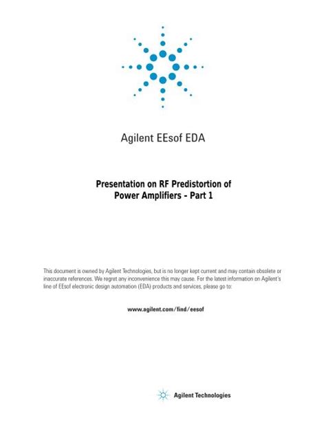 Presentation On Rf Predistortion Of Power Amplifiers Agilent