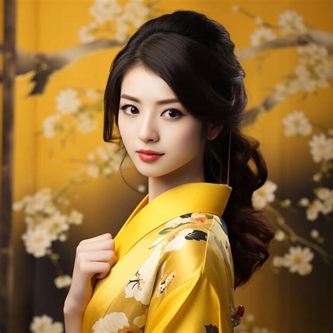 Premium Ai Image Pictures Of Beautiful Japanese Girls Yellow Background