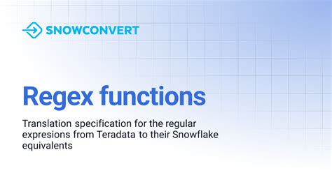 Regex Functions Snowconvert