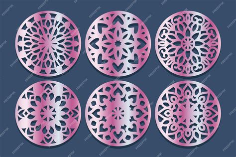 Premium Vector Set Decorative Circle Coaster For Laser Cutting Round Abstract Geometric