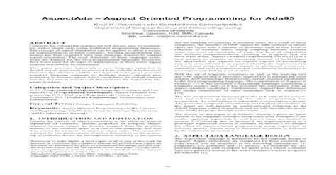 pdf aspectada aspect oriented programming for ada95 · aspect oriented programming aop [11
