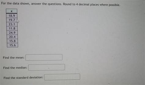 Solved This Data Is From A Sample Calculate The Mean