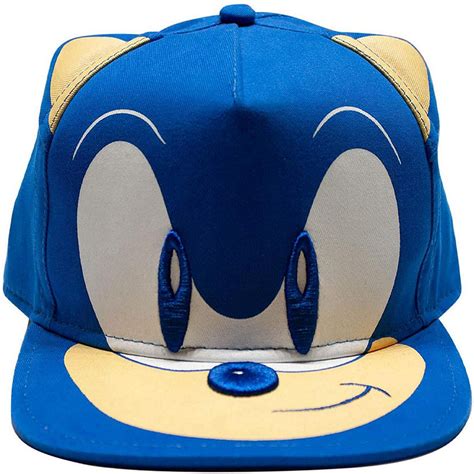 Sonic The Hedgehog Embroidered Face Snapback Hat One Size Oriental