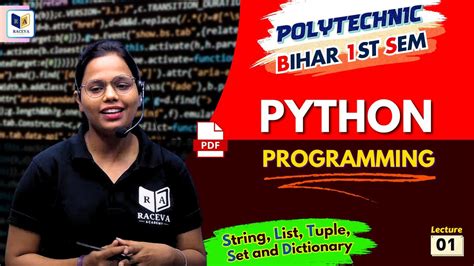 Python Programmingstring List Tuple Set And Dictionary Ch3 Lec 1 Bihar Semester Live