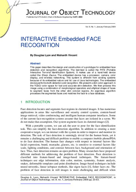 Pdf Interactive Embedded Face Recognition