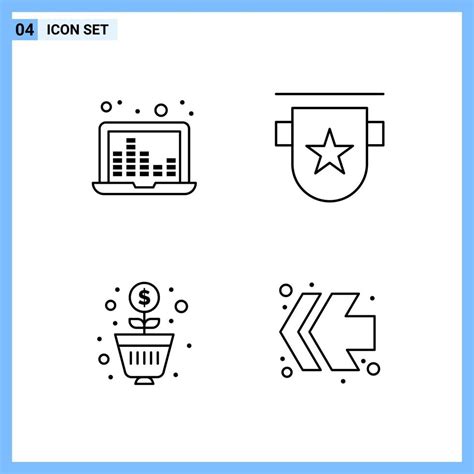 4 Icons Line Style Creative Outline Symbols Black Line Icon Sign