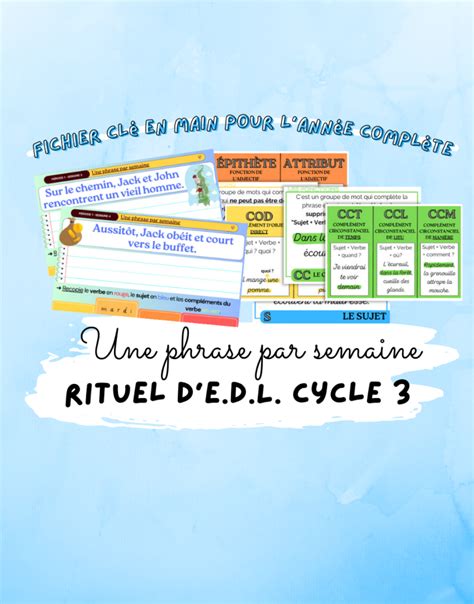 Rituel Dedl Cycle 3 Une Phrase Par Semaine Orphéecole