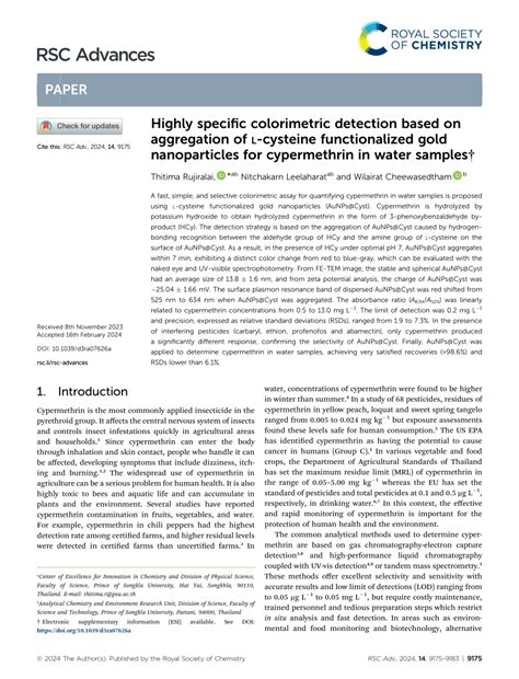 Pdf Highly Specific Colorimetric Detection Based On Aggregation Of L Cysteine Functionalized