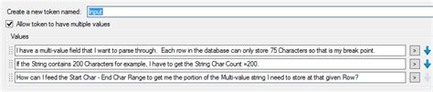 parse characters in multi value string to store in limited database field of 75 characters