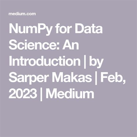 Numpy For Data Science An Introduction