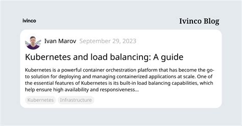 Kubernetes And Load Balancing A Guide Ivinco Blog