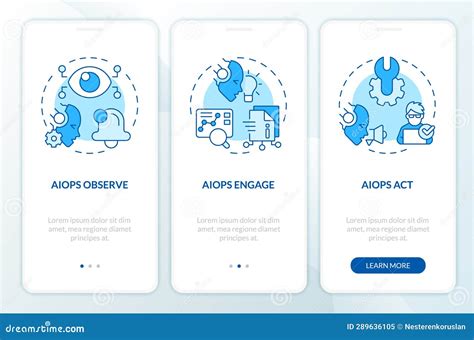 Walkthrough Ai Ops With Blue Linear Icons Concept Stock Vector Illustration Of Screen Engage