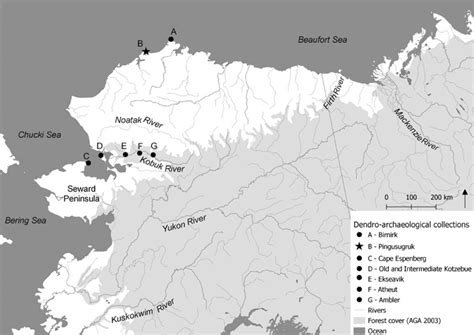 Map Of Alaska Showing Locations Of Archaeological Sites With Tree Ring