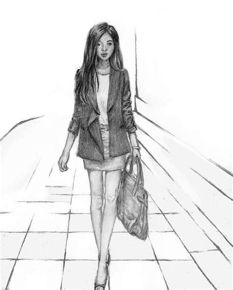 Korean Girl Sketch At Explore Collection Of Korean