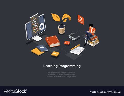 Concept Of Programming And Coding Learning Vector Image
