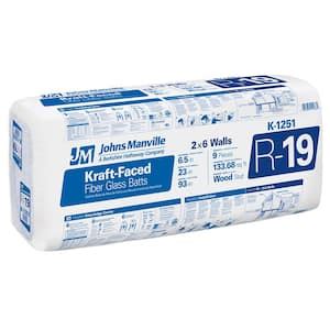 Johns Manville R 19 Kraft Faced Fiberglass Insulation Batt 23 In W X