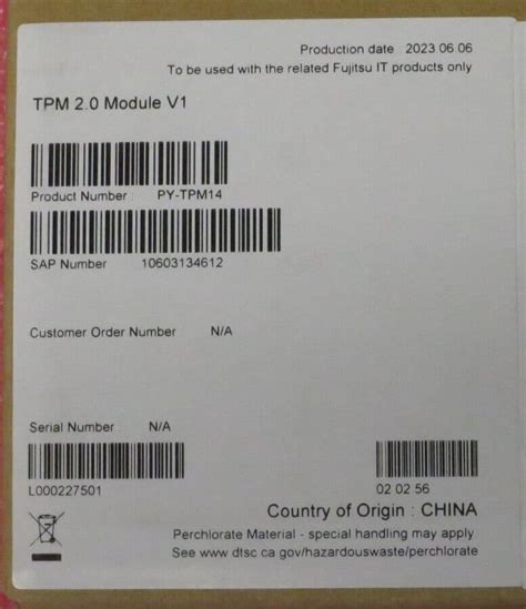 New Fujitsu Tpm Module 2 0 V1 For M6 Py Tpm14 10603134612 S26361 F3552 L401