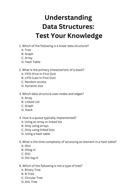 30 Quiz Questions — Understanding Data Structures Test Your Knowledge By Pench