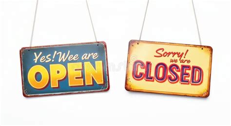 Open And Closed Signs Indicating Business Hours And Availability Stock Illustration