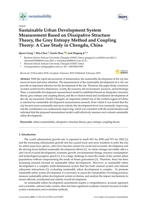 pdf sustainable urban development system measurement based on dissipative structure theory