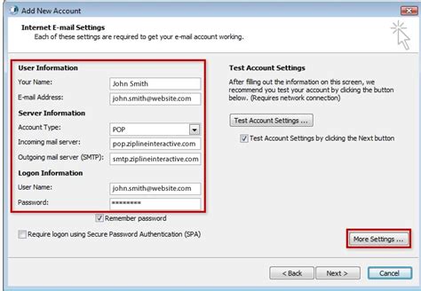 Setup Email In Outlook POP Settings Zipline Help Docs