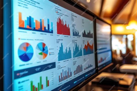 Data Visualization On A Computer Screen With Multiple Charts And Graphs