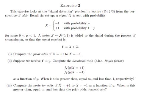 Solved This Exercise Looks At The Signal Detection Problem