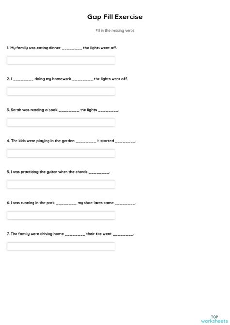 Gap Fill Exercise Interactive Worksheet Topworksheets
