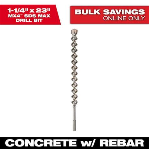 Milwaukee Sdsmax 4ct Mx4 1 1 4 In X 18 In X 23 In 48 20 8972 The