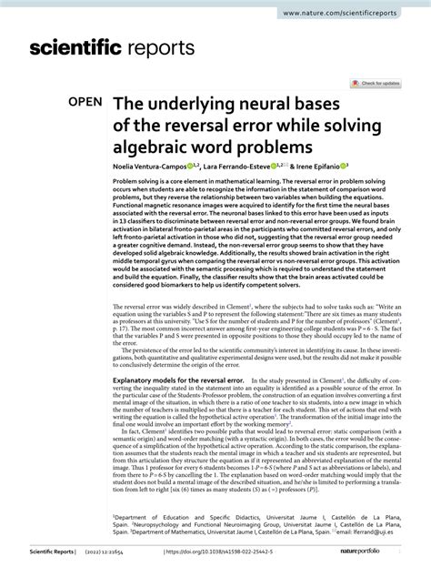 PDF The Underlying Neural Bases Of The Reversal Error While Solving