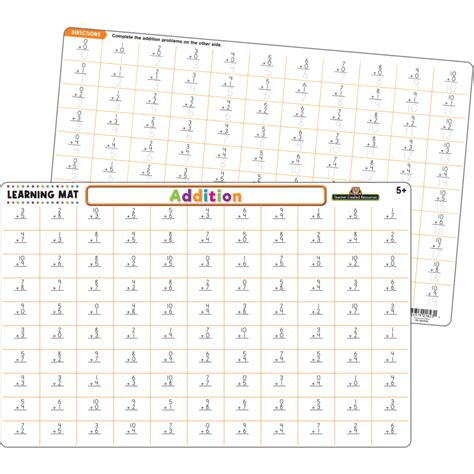 Addition Learning Mat Tcr21016 Teacher Created Resources