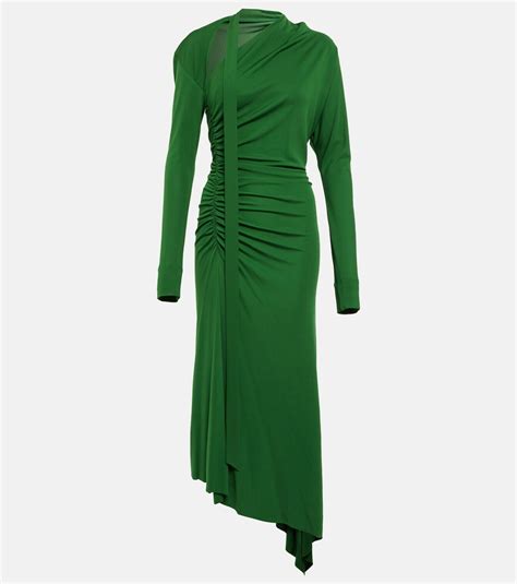 Victoria Beckham Asymmetric Cutout Jersey Midi Dress Victoria Beckham