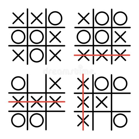 Set Tic Tac Toe In Hand Drawn Style X O Game Editable Stroke Stock Vector Illustration Of