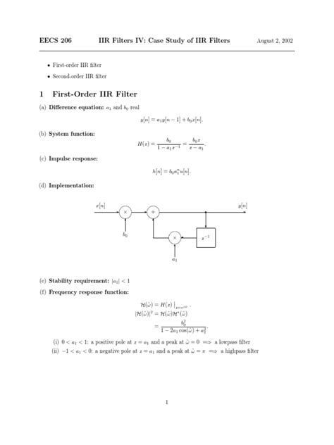 First Order Second Order Iir Filters Pdf Low Pass Filter