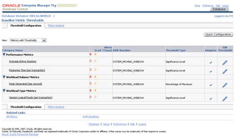 Oracle Base Awr Baseline Enhancements In Oracle Database 11g Release 1