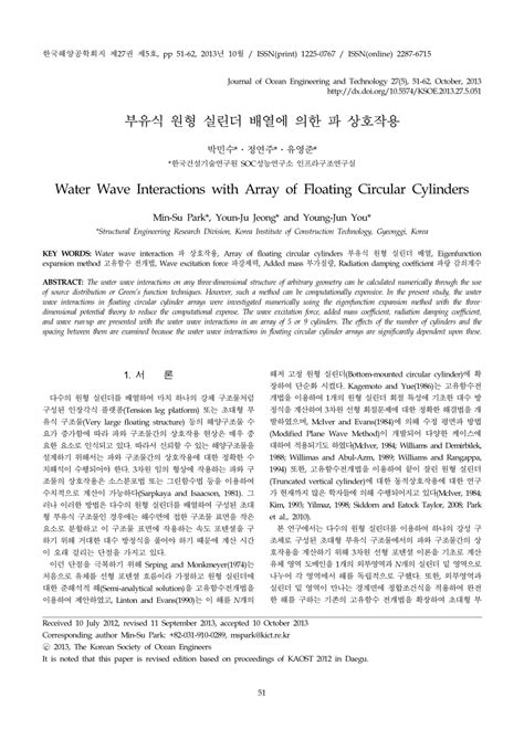 Pdf Water Wave Interactions With Array Of Floating Circular Cylinders
