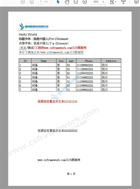 C NET iTextSharp生成PDF文件源码大全生成表格透明水印页脚页眉页码等 C S框架网