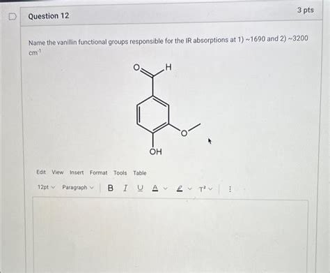 Solved Name The Vanillin Functional Groups Responsible For