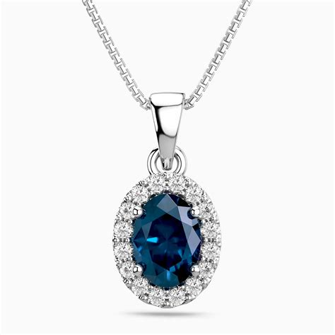 London Blue Topaz Pendant With Moissanite Halo Irosk Australia