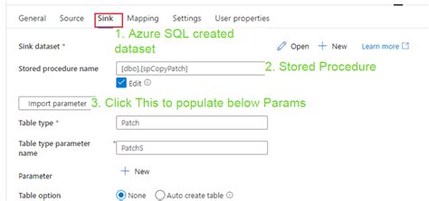 Azure Sql Data Factory Copy Activity With Sink Stored Procedure Stack Overflow