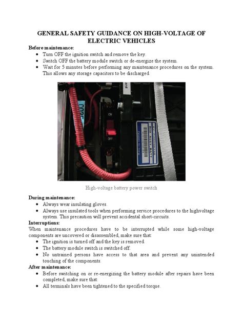 General Safety Guidance On High Voltage Of Electric Vehicles Pdf