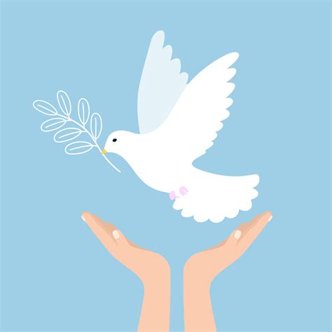 Dove Of Peace Flying From Open Hands Symbol Of Purity And Freedom