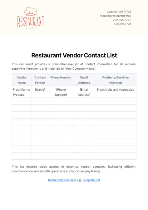 Free Contact List Templates Editable And Printable