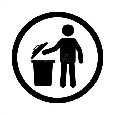 Throw The Trash Into The Bin Sign Tidy Man Throws Garbage In The Trash