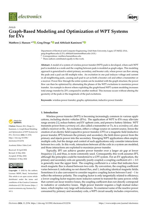 Pdf Graph Based Modeling And Optimization Of Wpt Systems For Evs