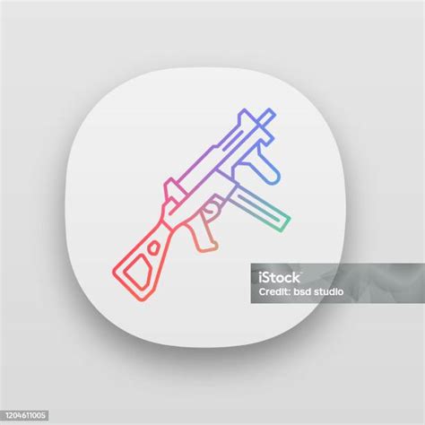 홍콩 Ump 무기 앱 아이콘입니다 가상 비디오 게임 총기 총 사수 게임 소총 사이버 스포츠 저격 군사 인벤토리 Ui Ux 사용자 인터페이스 웹 또는 모바일 응용